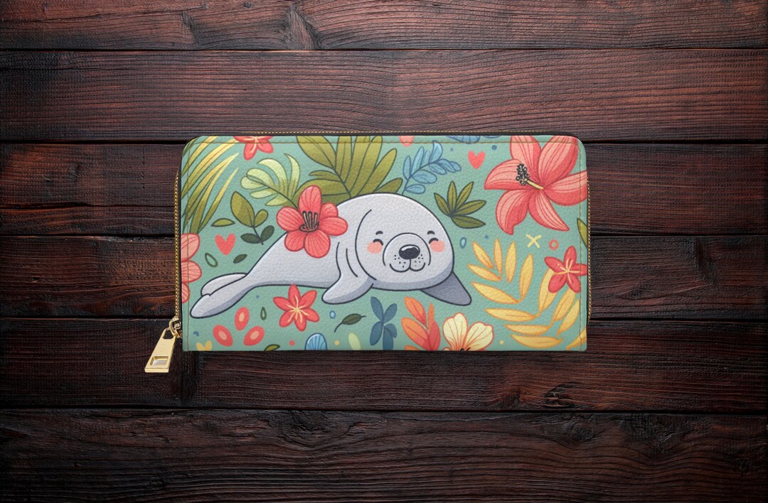 Manatee Zipper Wallet - Cute Ocean Animal Wallet - Etsy