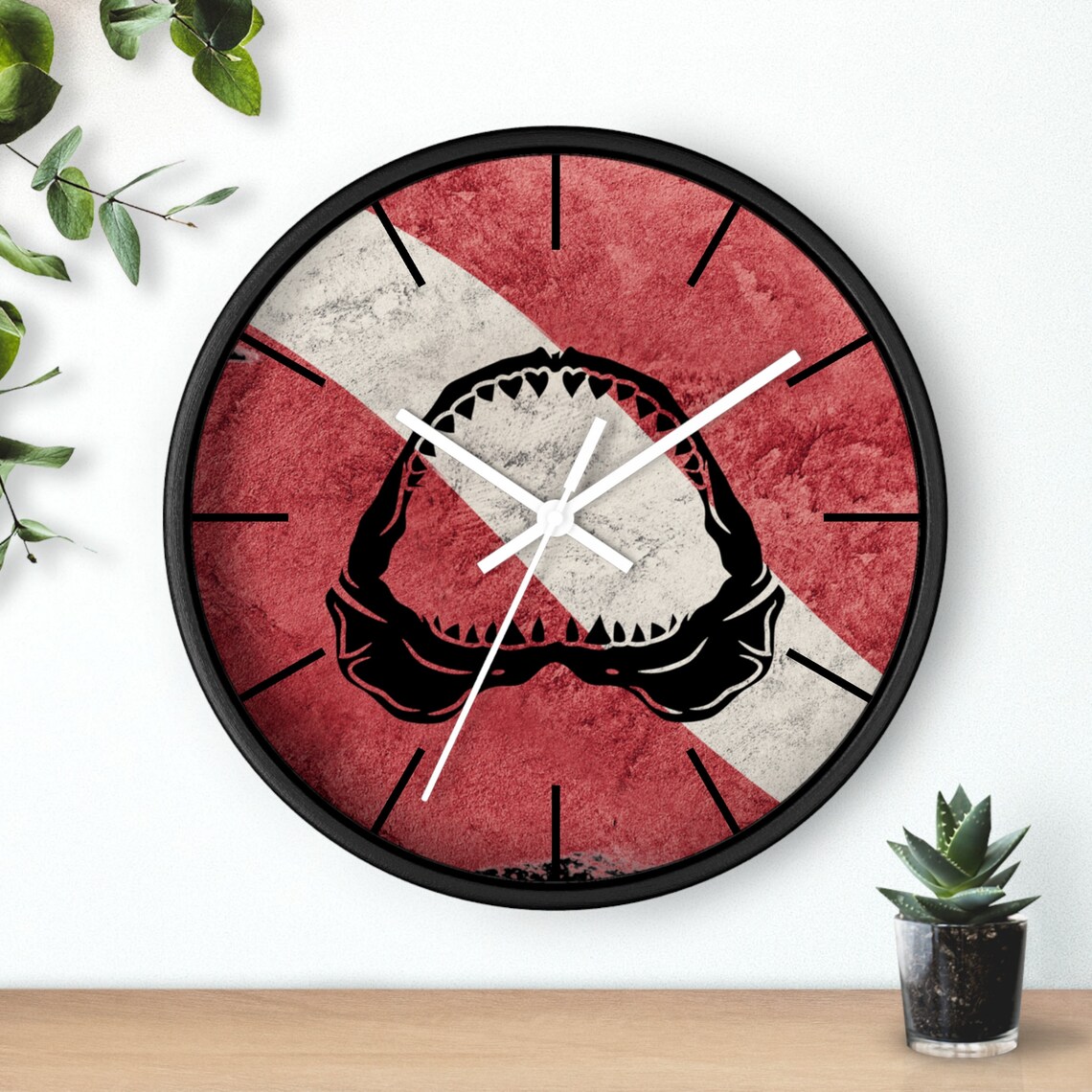 Shark Tooth Diver Wall Clock Megalodon Decor Shark Scuba Diver Decor - Etsy