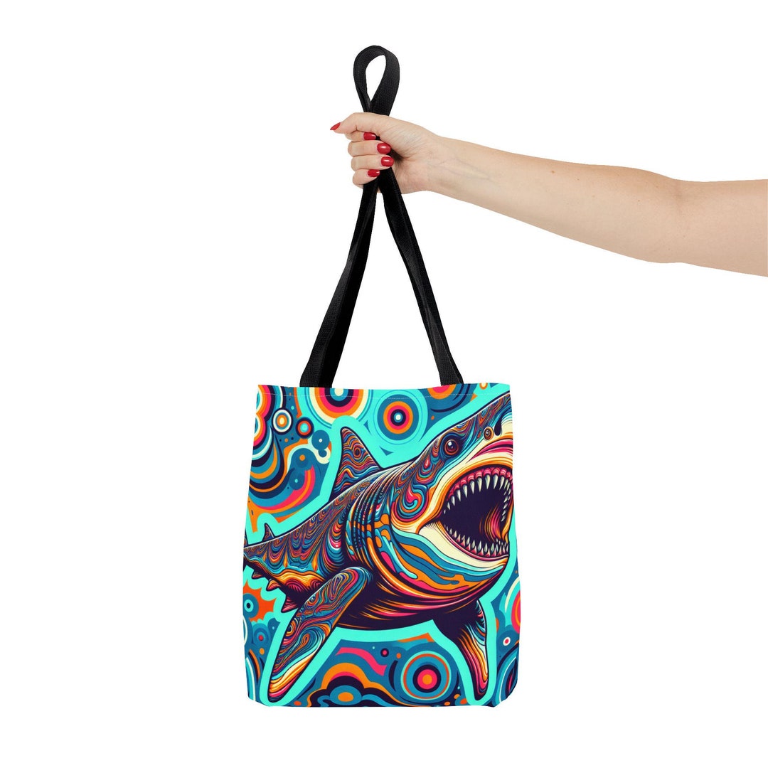 Psychedelic Shark Tote Bag - Gift for Shark Lovers - Etsy