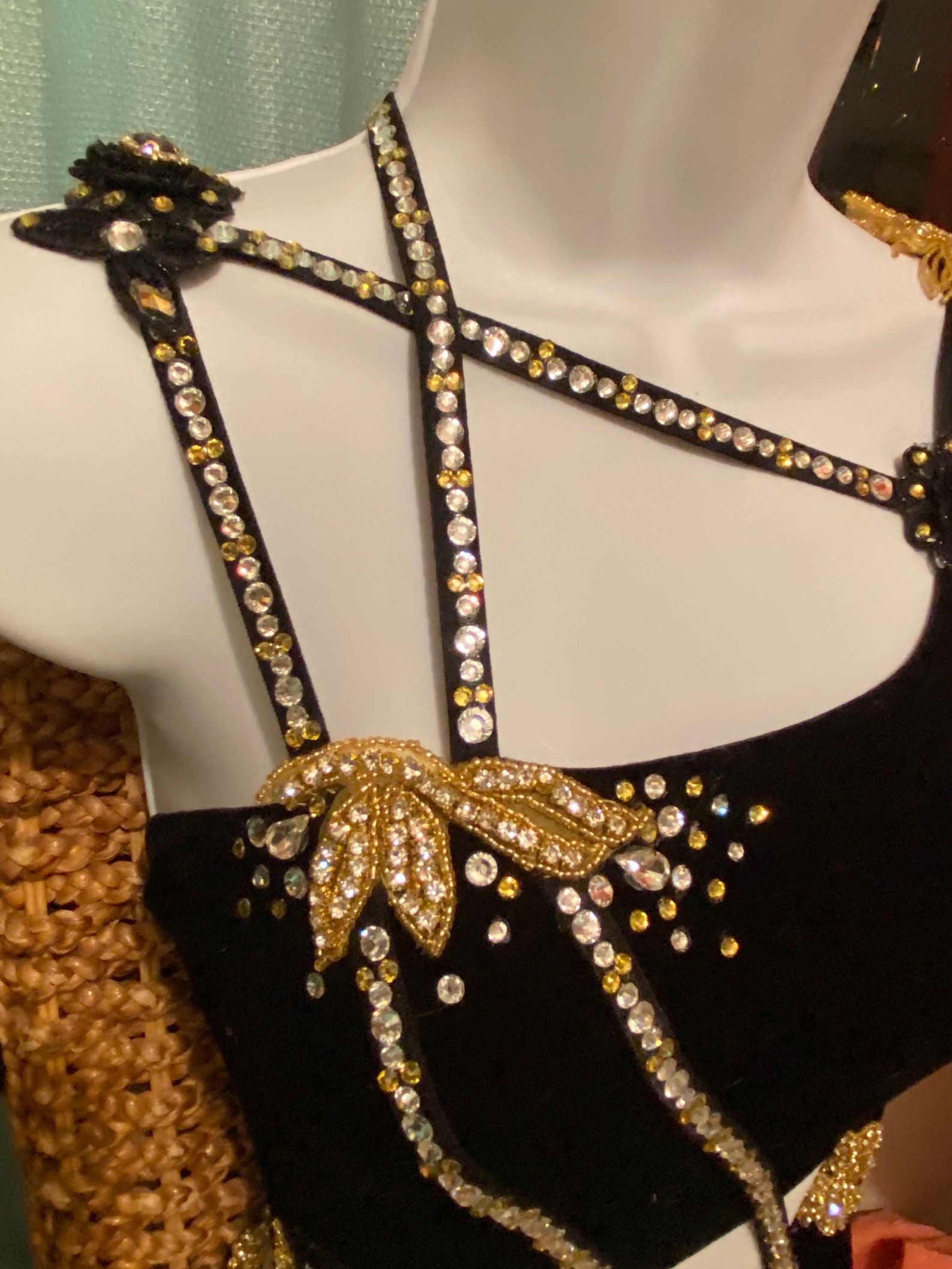 Black Jazz Solo Costume. Black and Gold Jazz Dance Costume. Custom Jazz ...