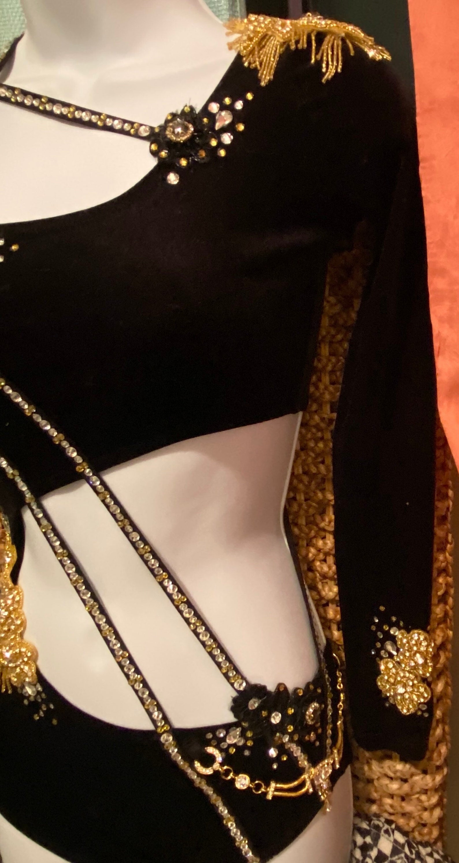 Black Jazz Solo Costume. Black and Gold Jazz Dance Costume. Custom Jazz ...