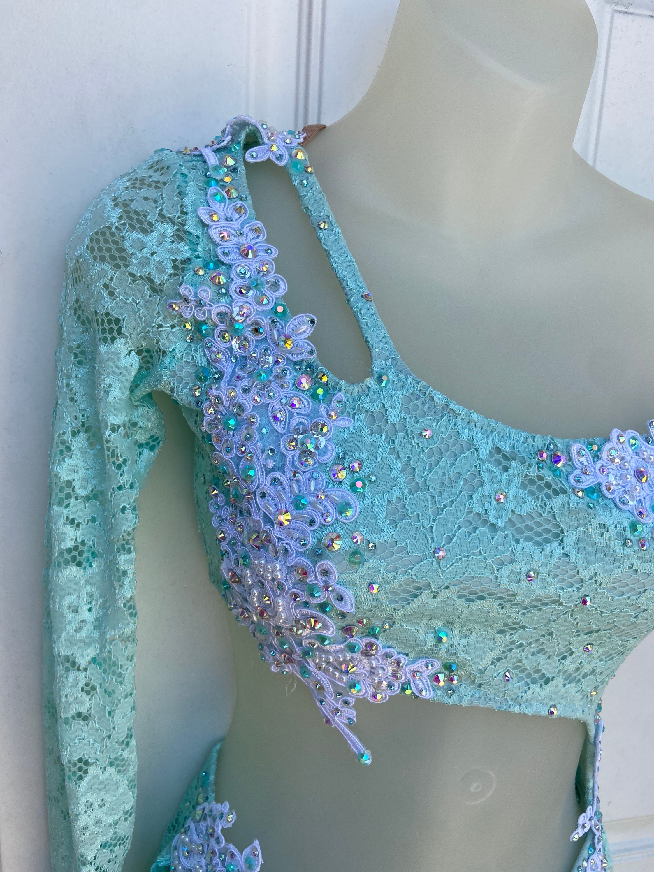 Gorgeous Lyrical Costume in Mint Lace. Contemporary/lyrical Leotard With Half Skirt. Lace ...