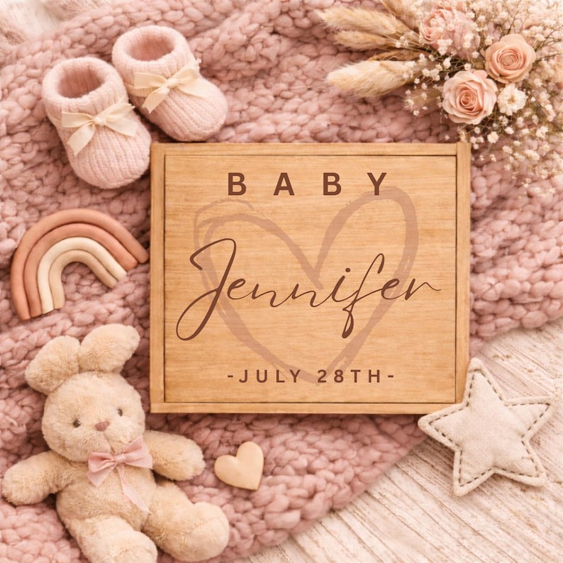 Boho Baby Announcement Template | Dusty Rose Neutral New Baby Sign ...