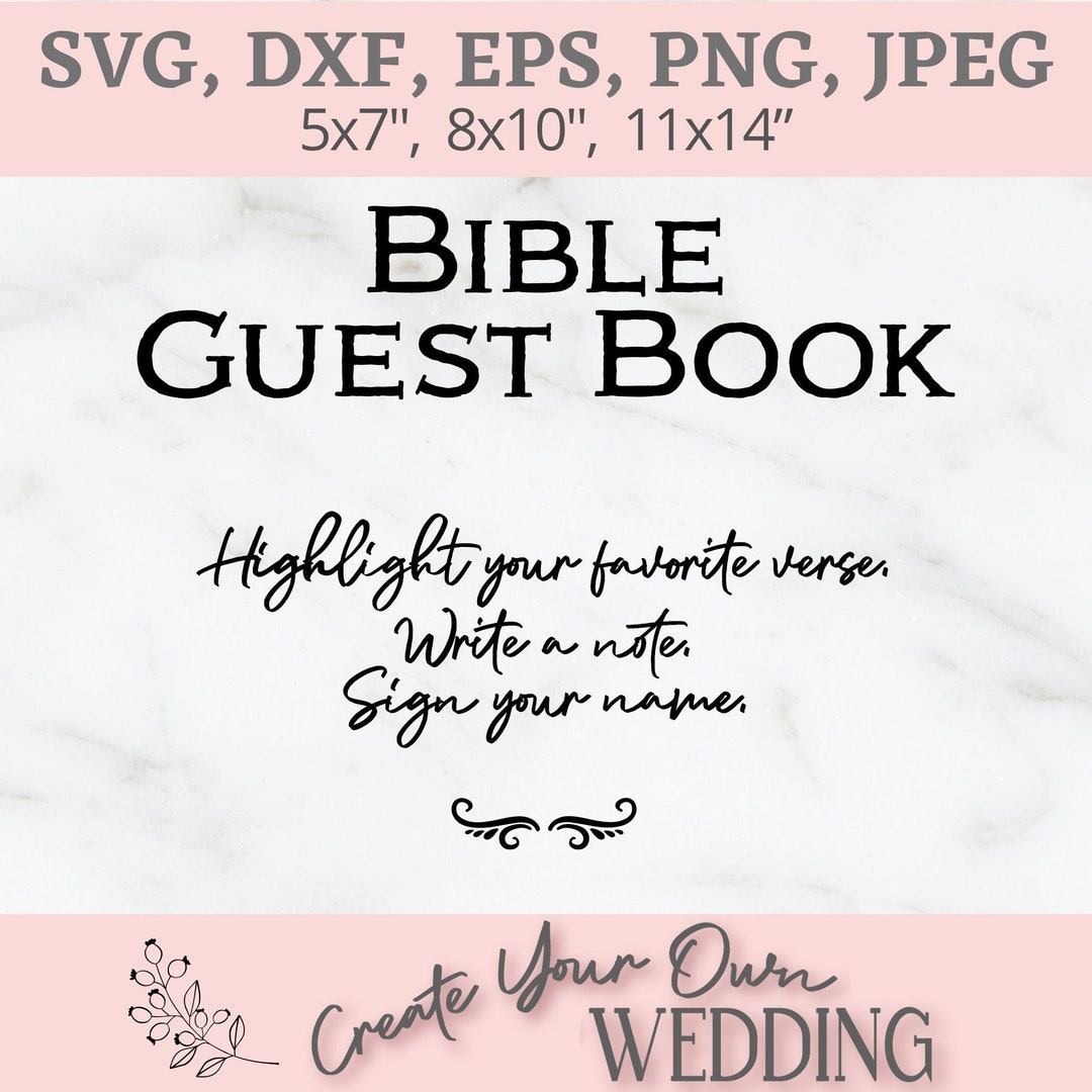Guest Book SVG Bible Guest Book Alternative Guest Book Sign - Etsy