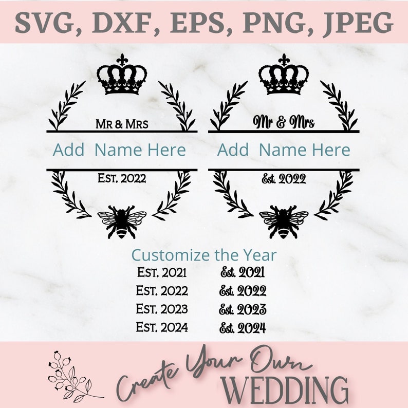 Split Monogram Frame SVG, Split Name Frame SVG, Family Name Frame SVG ...
