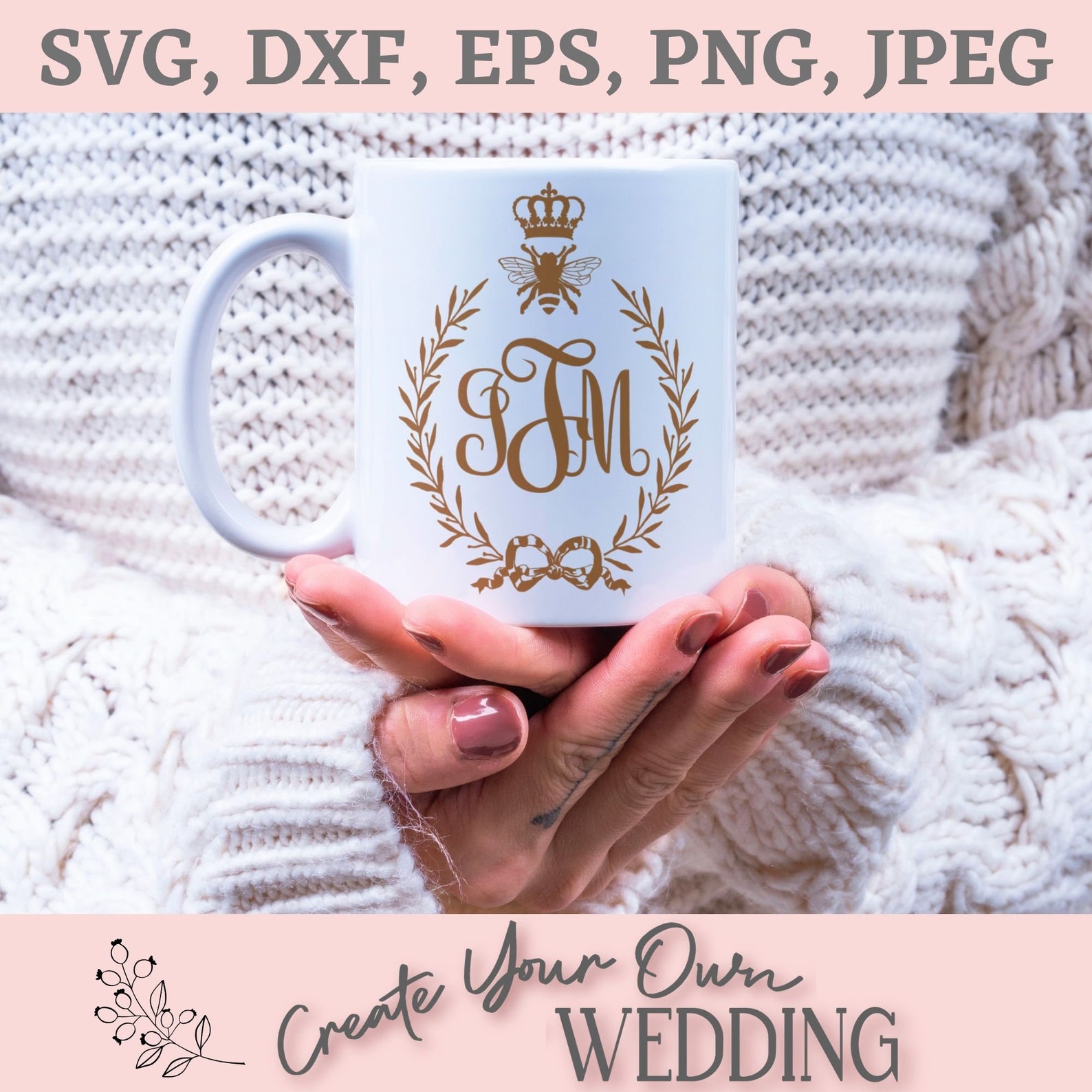Monogram Frame SVG, Wedding Logo SVG, Wedding Monogram Frame SVG ...
