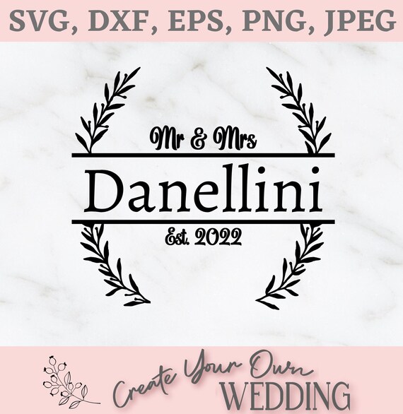 Wedding Wreath SVG Family Name SVG Monogram Wreath Wedding | Etsy