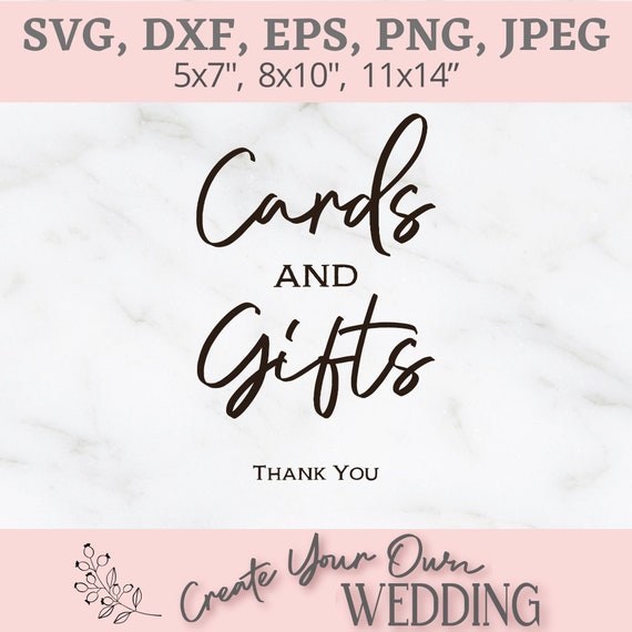 Cards & Gifts Wedding Sign SVG Gift Table Sign SVG Printable | Etsy