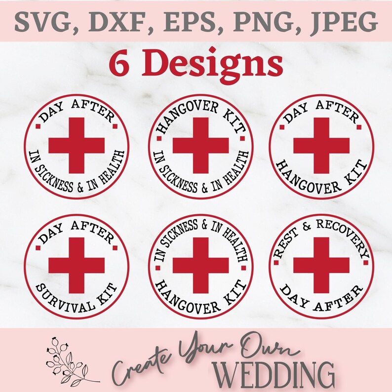 Hangover Kit SVG Wedding Survival Kit Day After SVG Favor - Etsy Canada