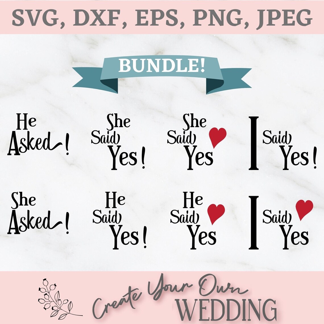 Engaged SVG I Said Yes He Asked She Said Yes Getting - Etsy