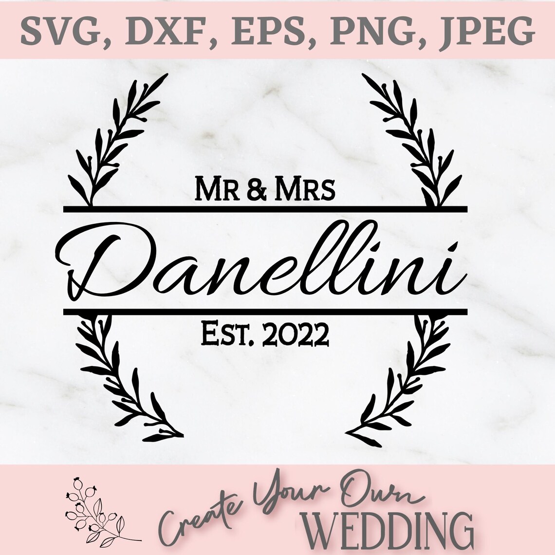 Wedding Wreath SVG Family Name SVG Monogram Wreath Wedding - Etsy