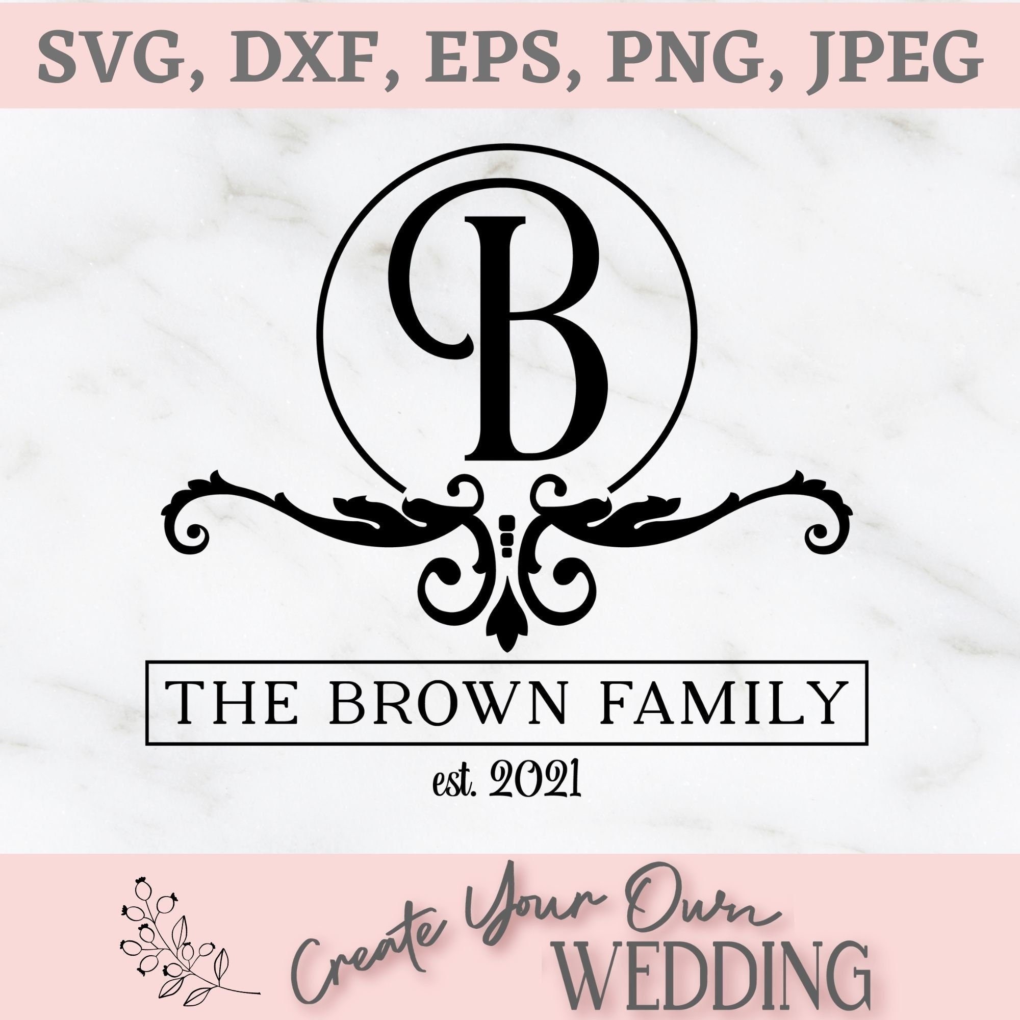 Monogram Frame Family Name SVG Last Name SVG Established - Etsy