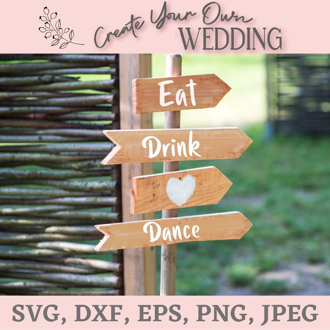 Eat Drink Dance SVG Wedding Sign SVG Reception Decor - Etsy Canada