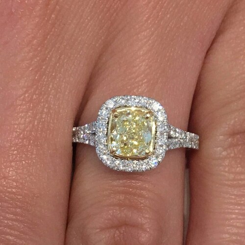 Fancy Yellow Moissanite Engagement Ring 14k Rose Gold Ring - Etsy