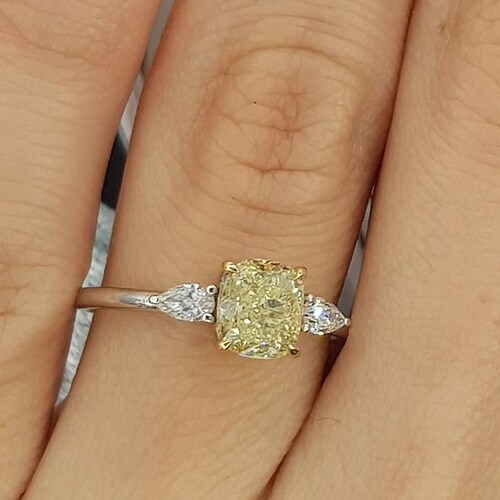 Fancy Yellow Moissanite Engagement Ring 14k Rose Gold Ring - Etsy