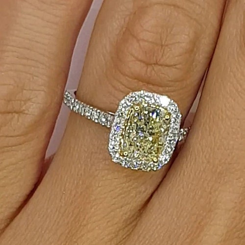 Fancy Yellow Moissanite Engagement Ring 14k Rose Gold Ring - Etsy