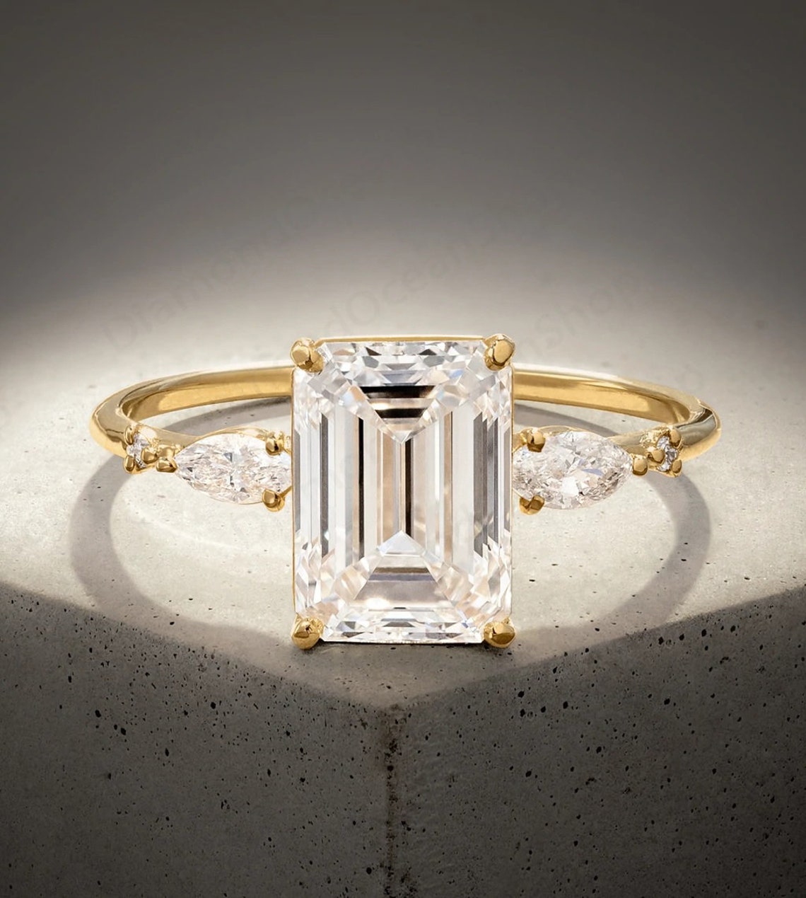 2CT Emerald Cut Moissanite Ring/ Engagement Rings/ Promise - Etsy