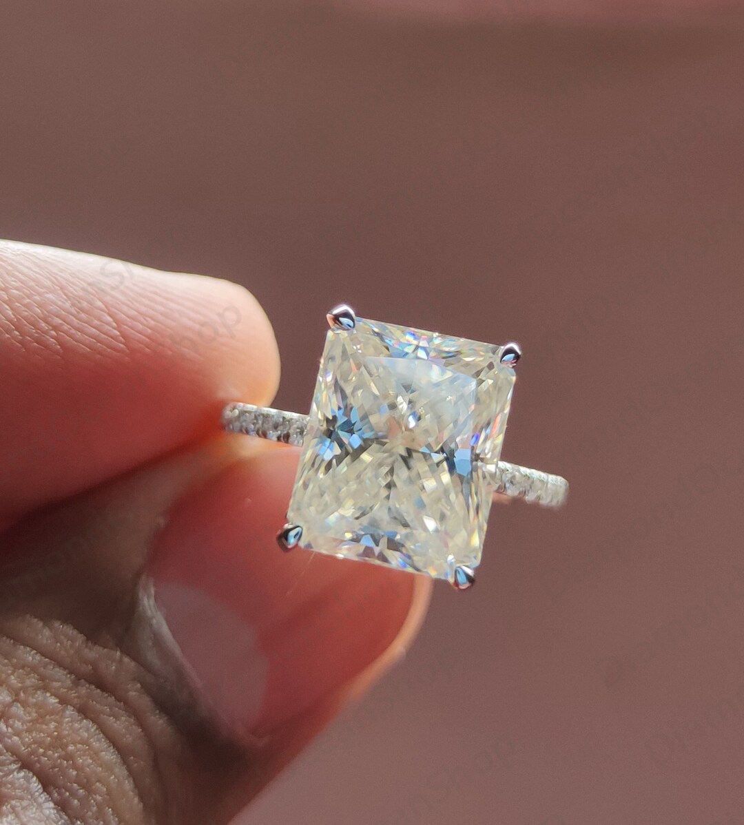 5 CT Radiant Cut Moissanite Engagement Ring Radiant Cut Diamond Ring ...