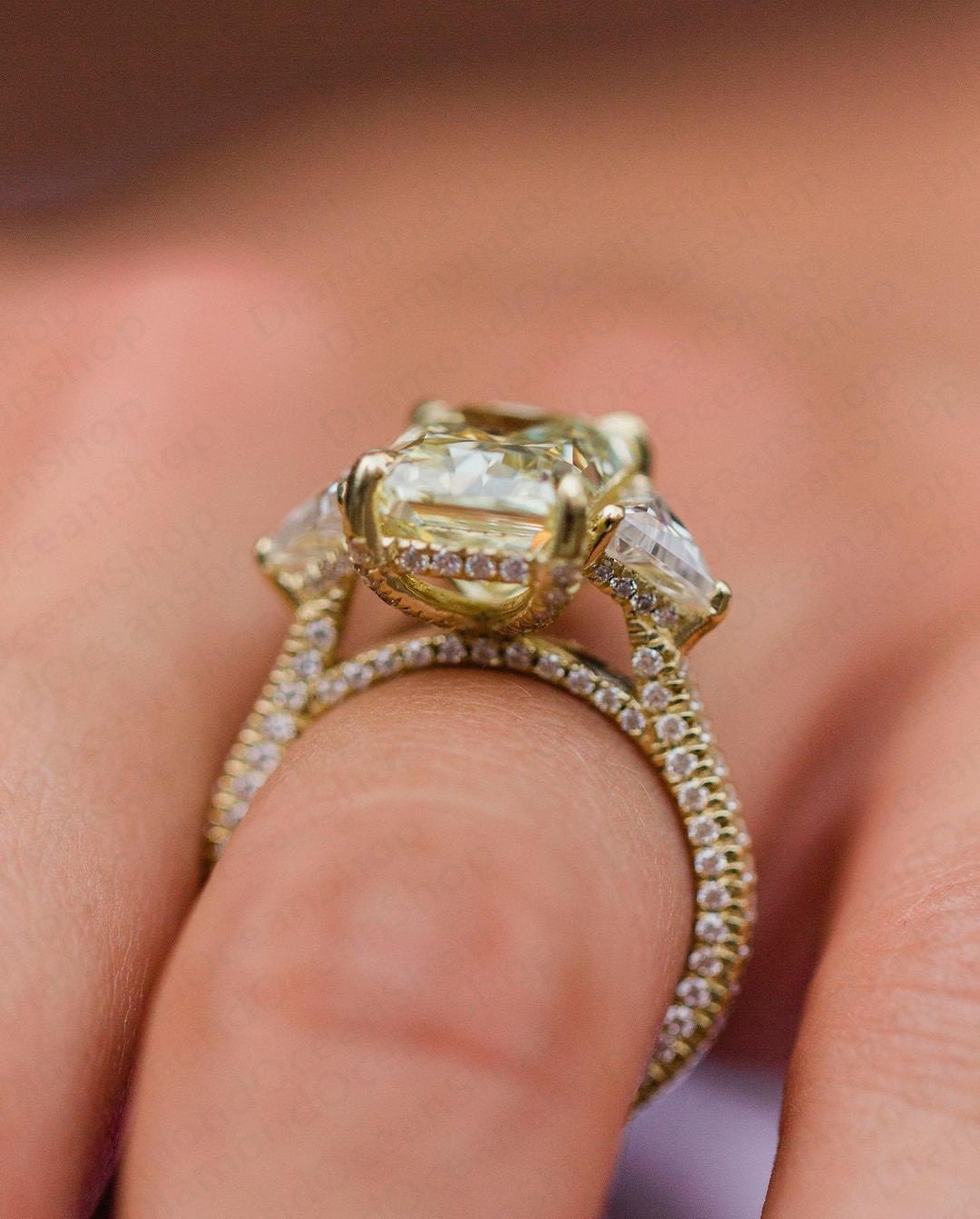 5ct Canary Yellow Moissanite Engagement Ring Yellow Radiant - Etsy