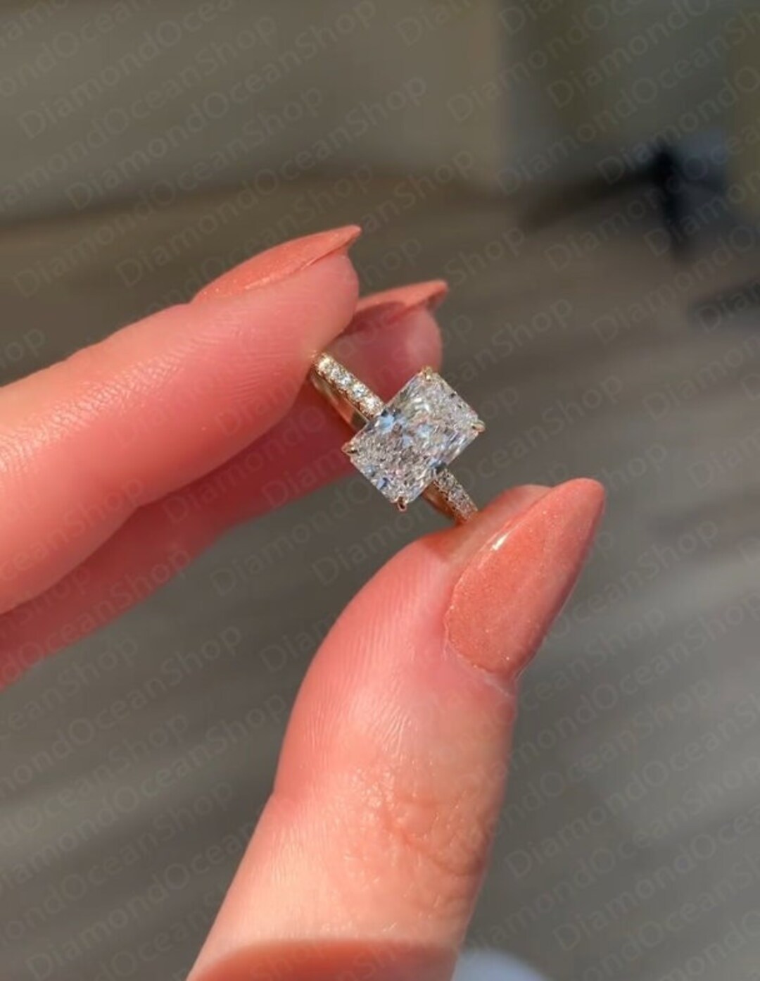 3.30 CT Radiant Cut Engagement Ring, Lab Diamond Radiant Cut Diamond ...