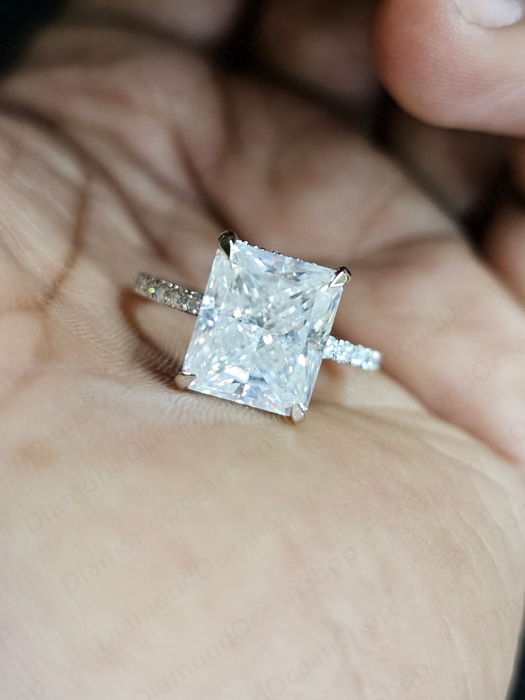 5 CT Radiant Cut Moissanite Engagement Ring Radiant Cut Diamond Ring ...