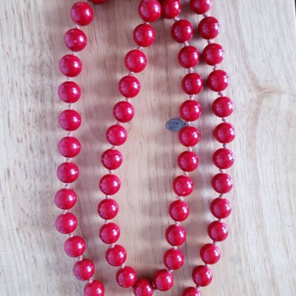 Long Red Necklace - Etsy