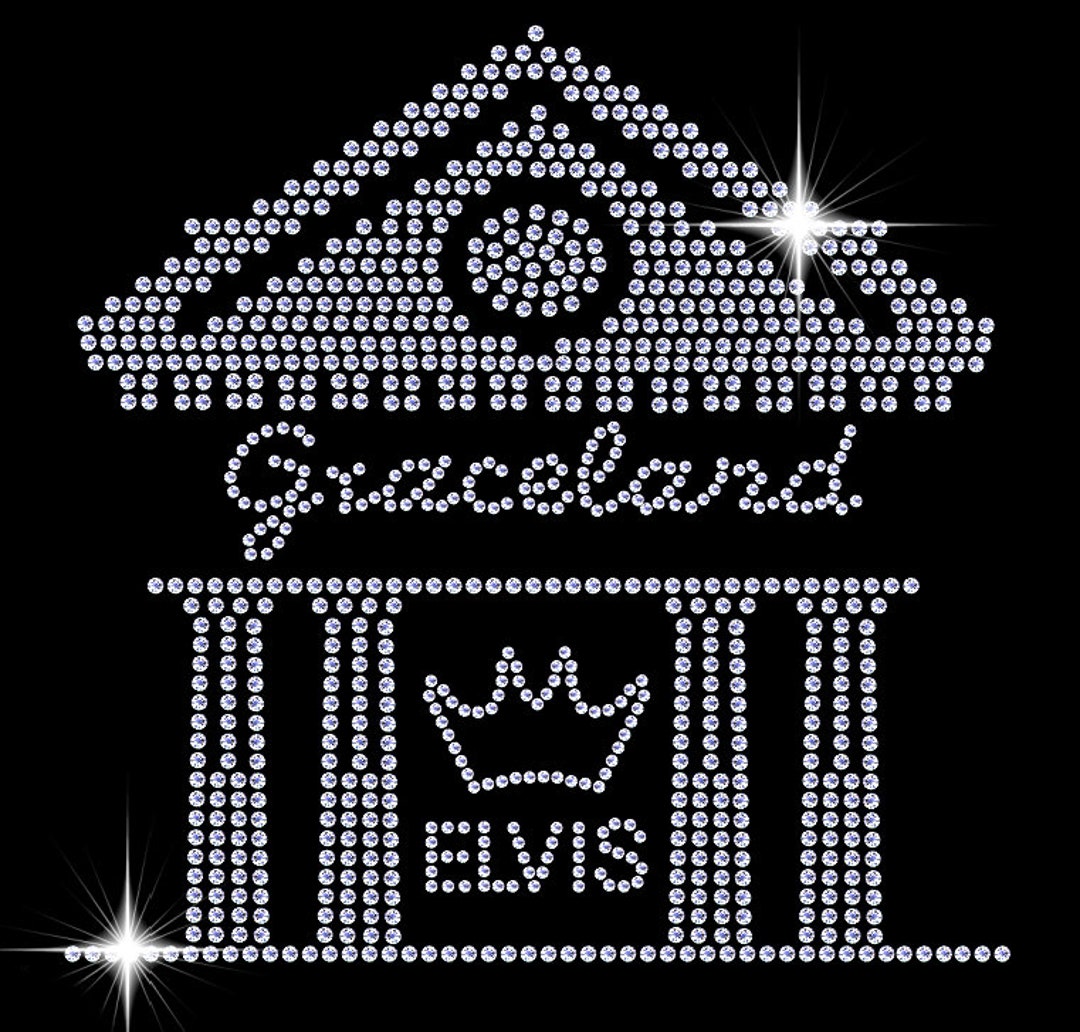 Graceland Elvis Presley Sparkling Diamonte Rhinestone Iron on Ready ...