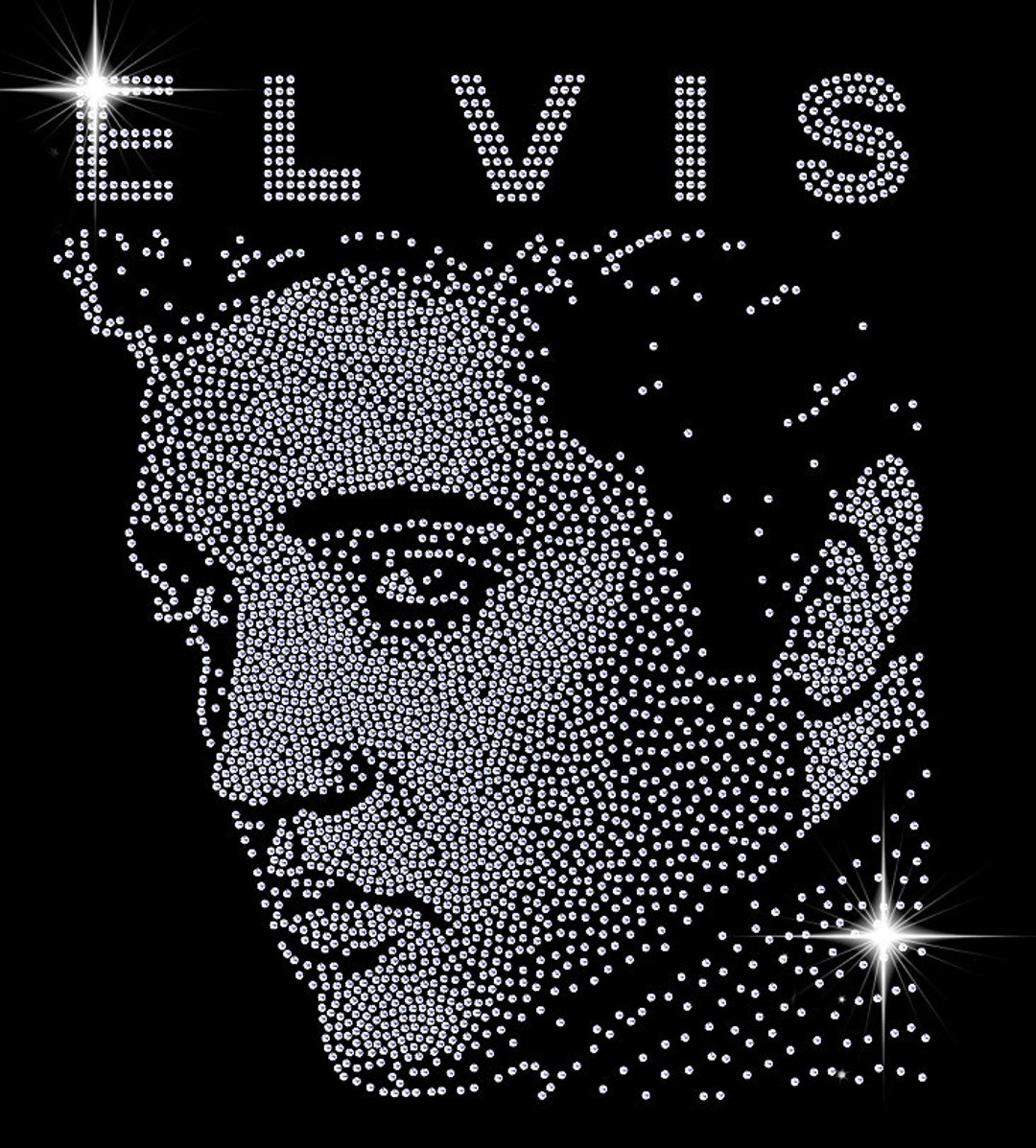Iron on - Large Elvis Presley Sparkling Diamonte Rhinestone Iron on ...
