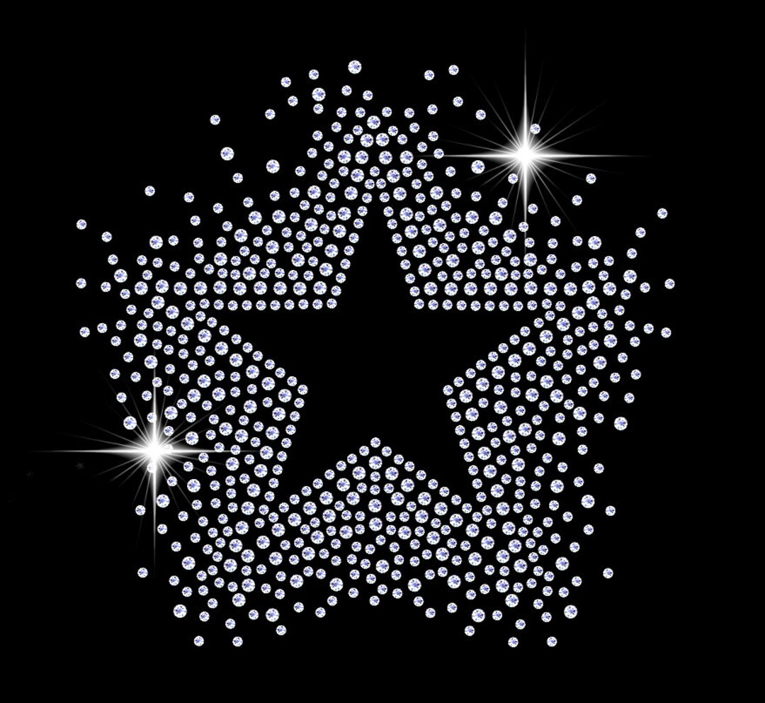Iron on Sparkling Scatter Star Diamonte Rhinestone Ready-made Transfer ...
