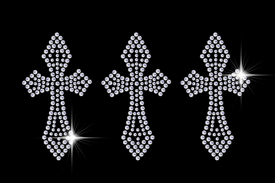 Rhinestone Cross Iron on Transfer - Diamonte Applique (set of 3) - Etsy