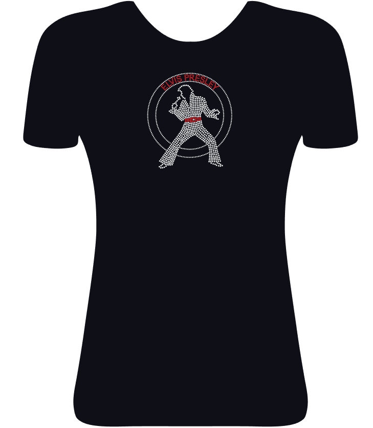 Elvis Presley Circle Sparkling Diamonte Rhinestone Iron on Ready-made ...