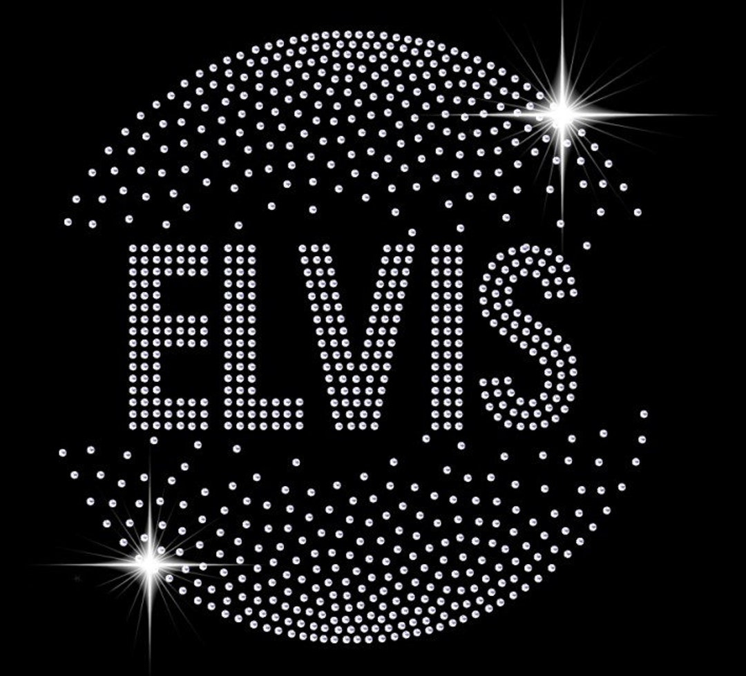 Iron on - Elvis Circle Scatter Sparkling Diamonte Rhinestone Iron on ...