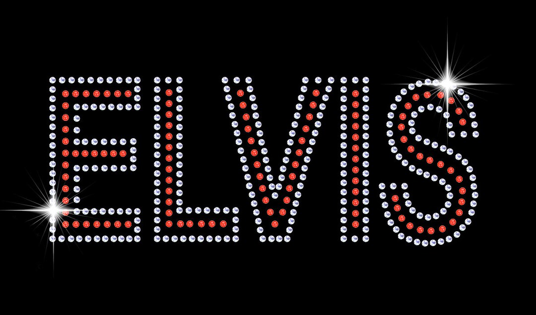 Iron on Elvis Red & Clear Sparkling Diamonte Rhinestone Ready-made ...