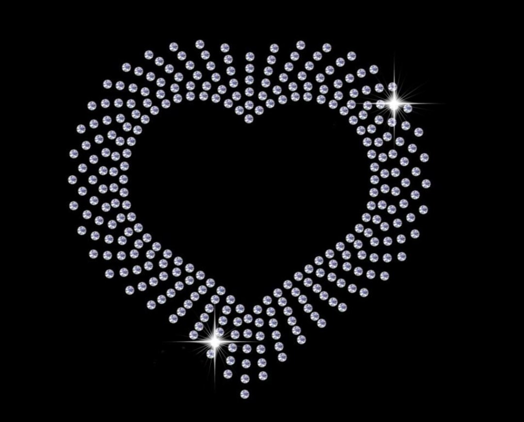 Scatter Love Heart Diamonte Rhinestone Iron on Ready-made Transfer ...