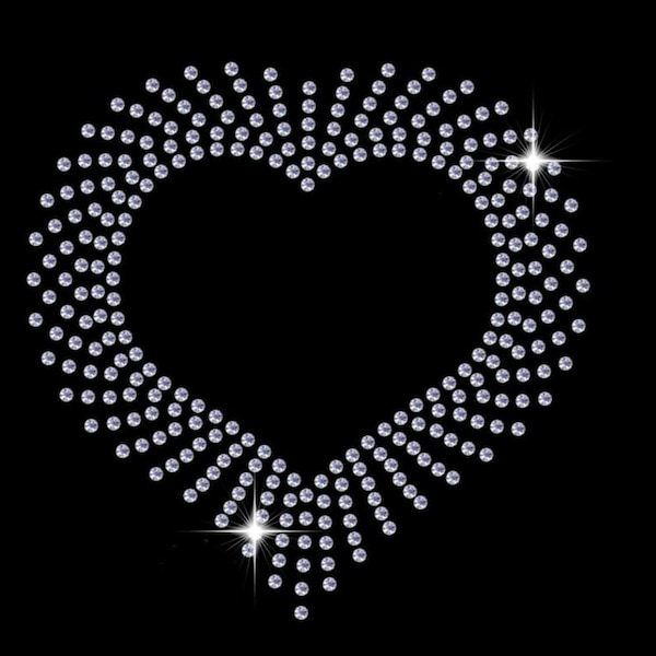 Rhinestone Iron on Heart - Etsy