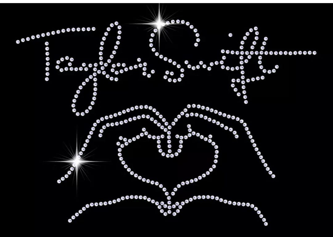 Iron on Taylor Swift Love Heart Hands Swiftie Diamonte Rhinestone Iron ...