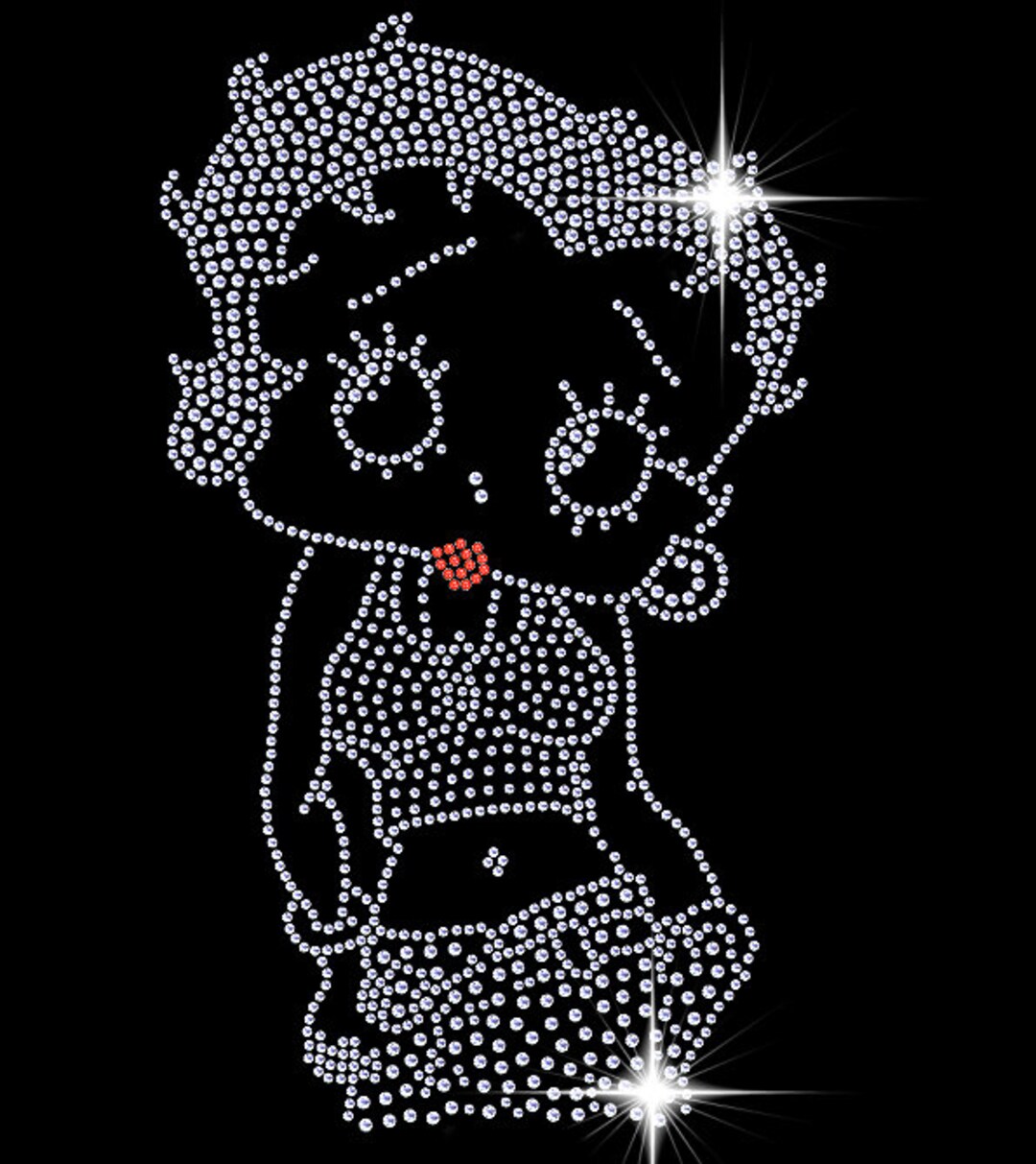 Iron on Betty Boop Casual in Jeans Sparkling Diamonte Rhinestone Ready ...