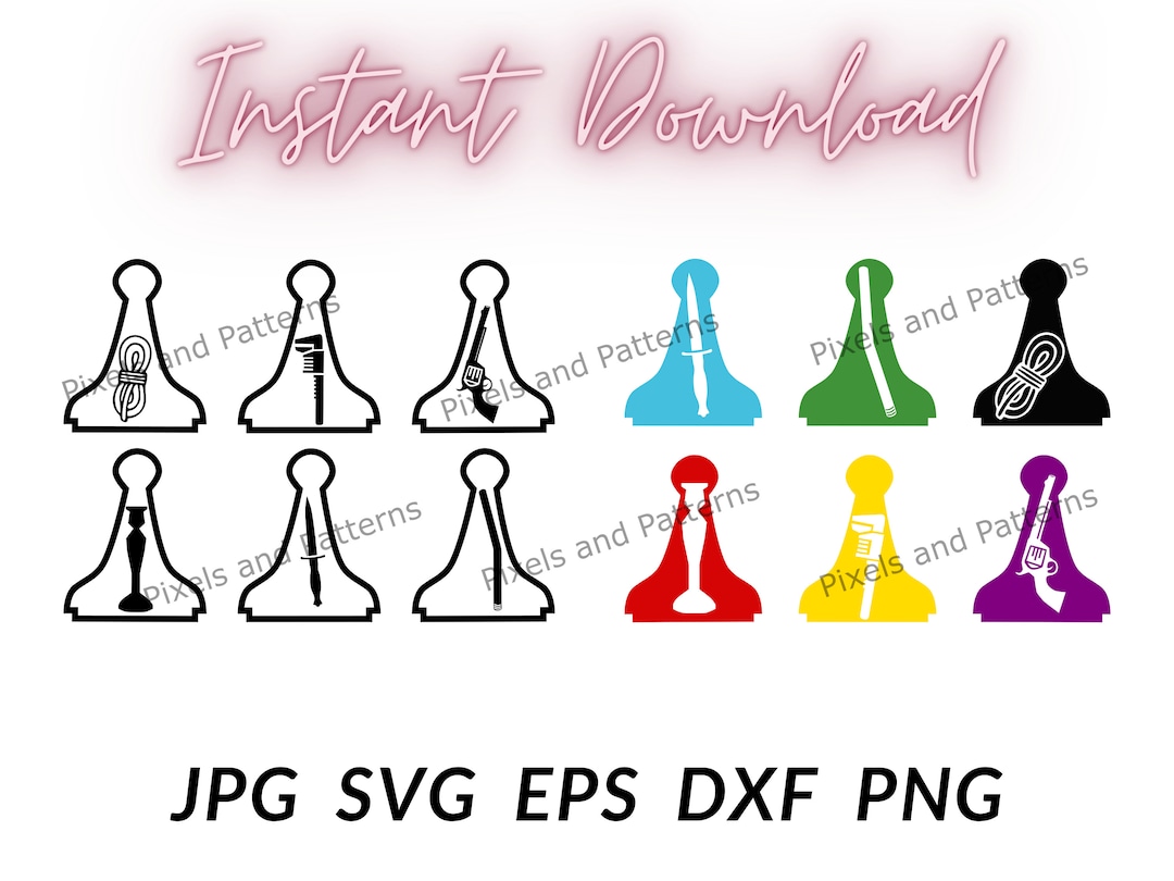 Clue Game Pieces With Weapons Digital Cut File - Etsy