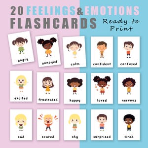 Emotions Flashcards, Montessori Feelings Cards, Pre-school Cards ...