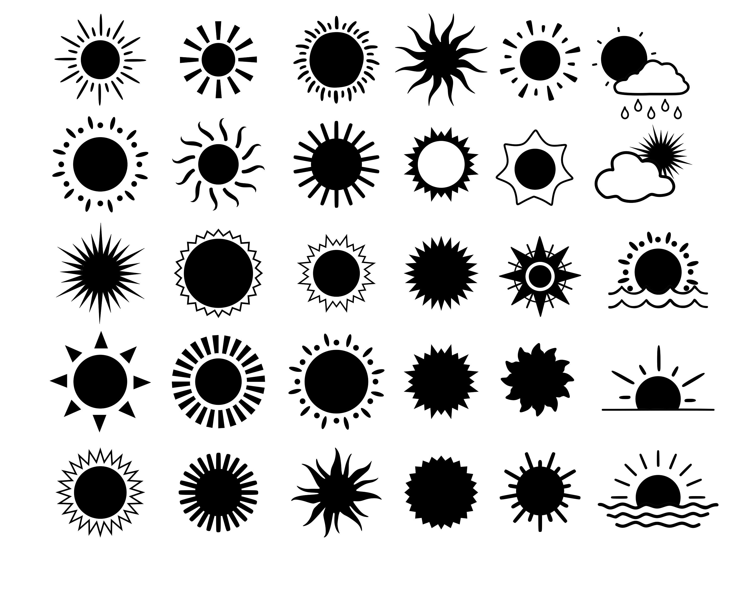 Sun Svg Bundle Sun Clipart Sun Vector Sun Cricut Sun Cut Etsy