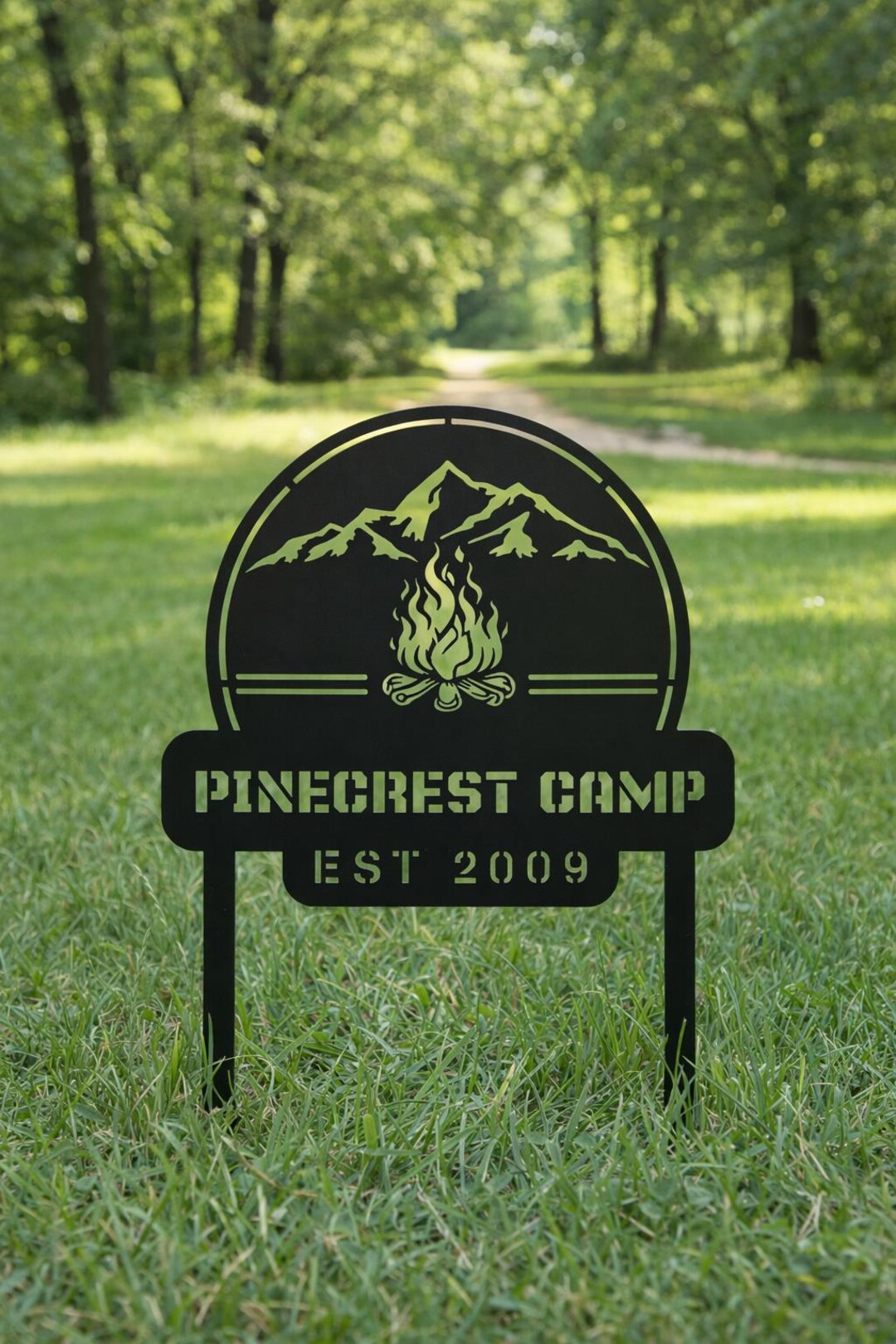 Custom Metal Campfire Sign With Stakes, Camp Decor, Outdoor Life Lovers ...