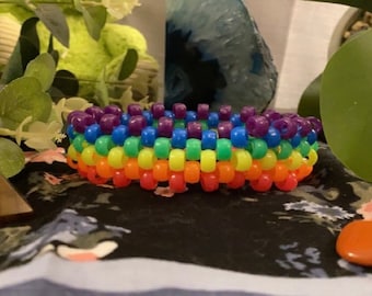 2D DNA Rainbow Kandi Cuff Bracelet in Black or White. Perfect - Etsy