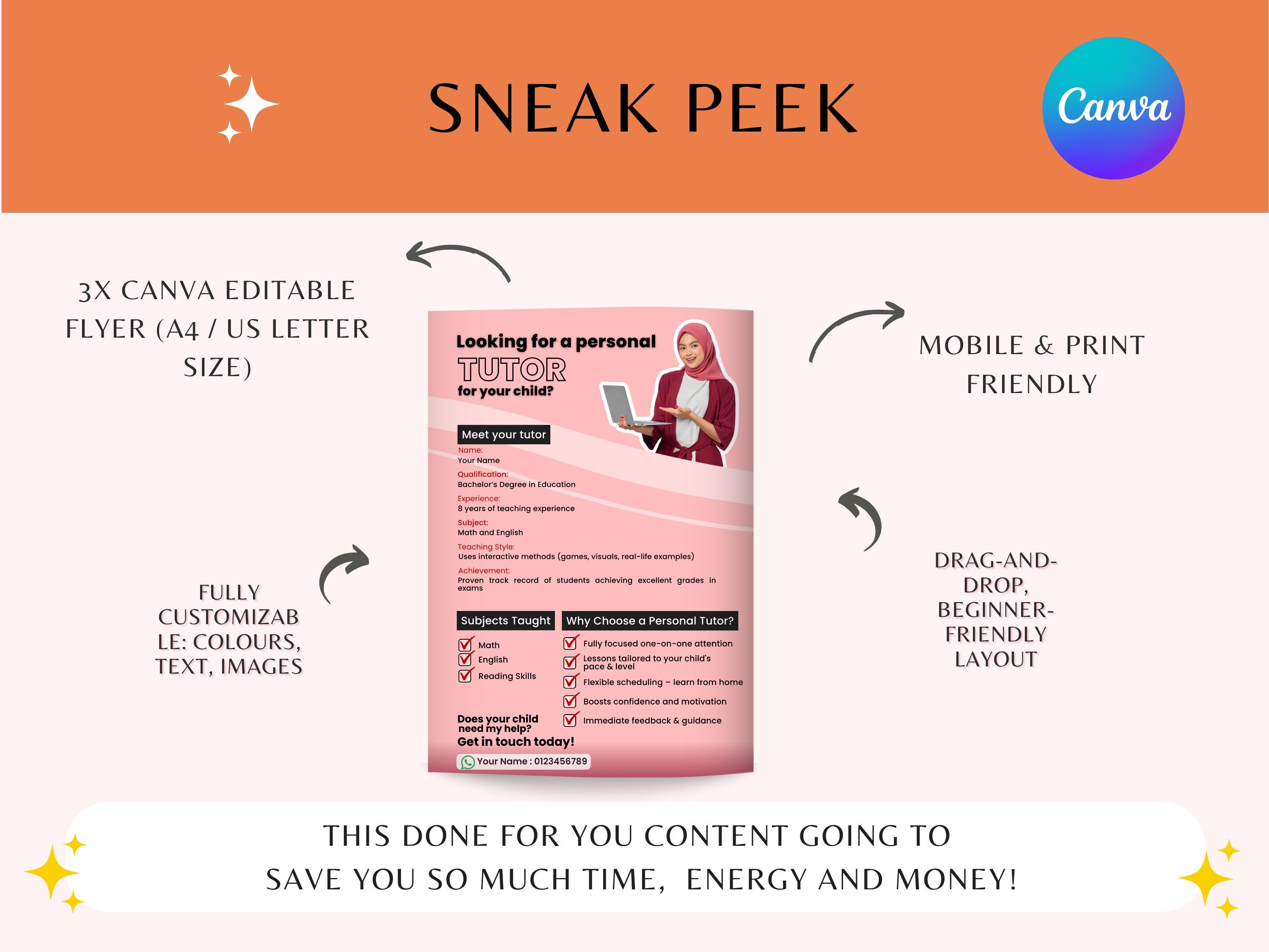 Customizable Tutor Flyer Template for Effective Teaching Promotion ...