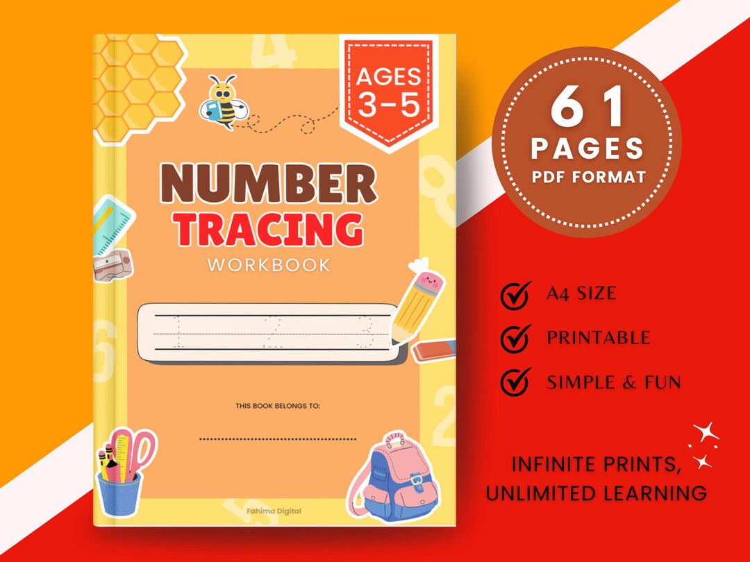 Number Tracing Workbook for Kids Fun and Educational Printable for Ages ...