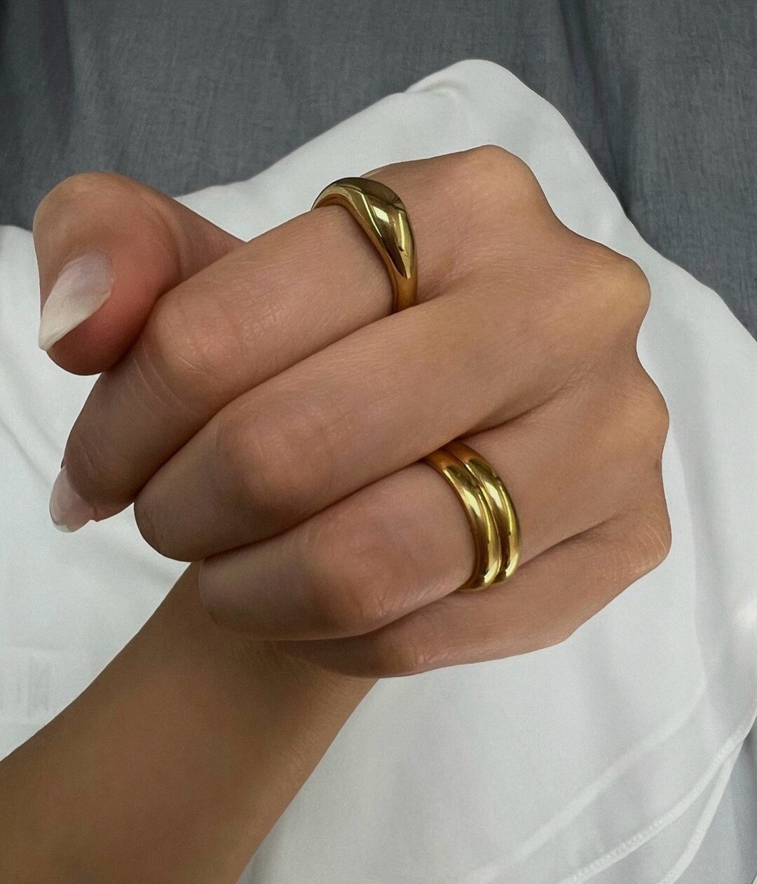 18K Gold Filled Irregular Wavy Ring | Chunky Waterproof Rings ...