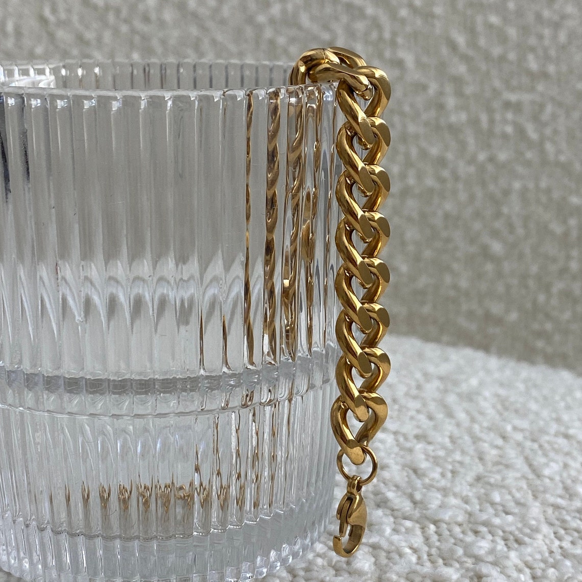 18K Gold Filled Thick Cuban Chain Bracelet | Chunky Statement Jewelry ...