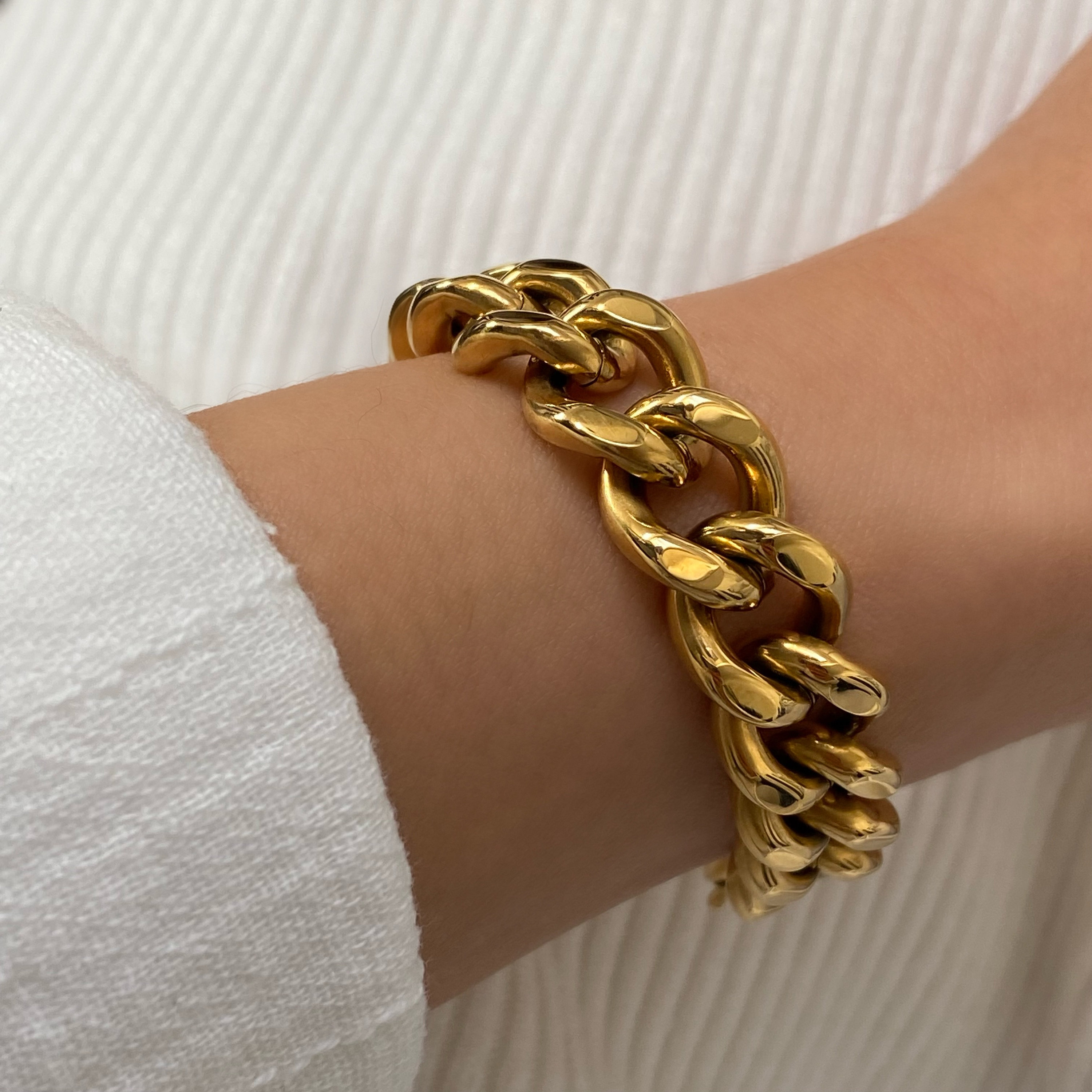 18K Gold Filled Thick Cuban Chain Bracelet | Chunky Statement Jewelry ...