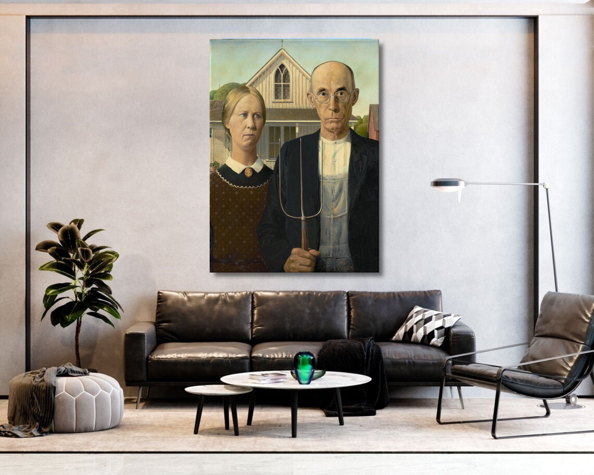 American Gothic Grand Wood Reproduction Canvas Wall Decor Grand Wood ...