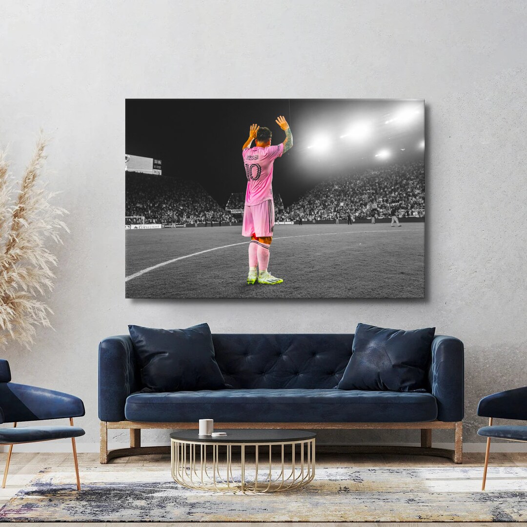 Leo Messi Inter Miami Canvas Wall Decor soccer Art Canvas Wall Art ...