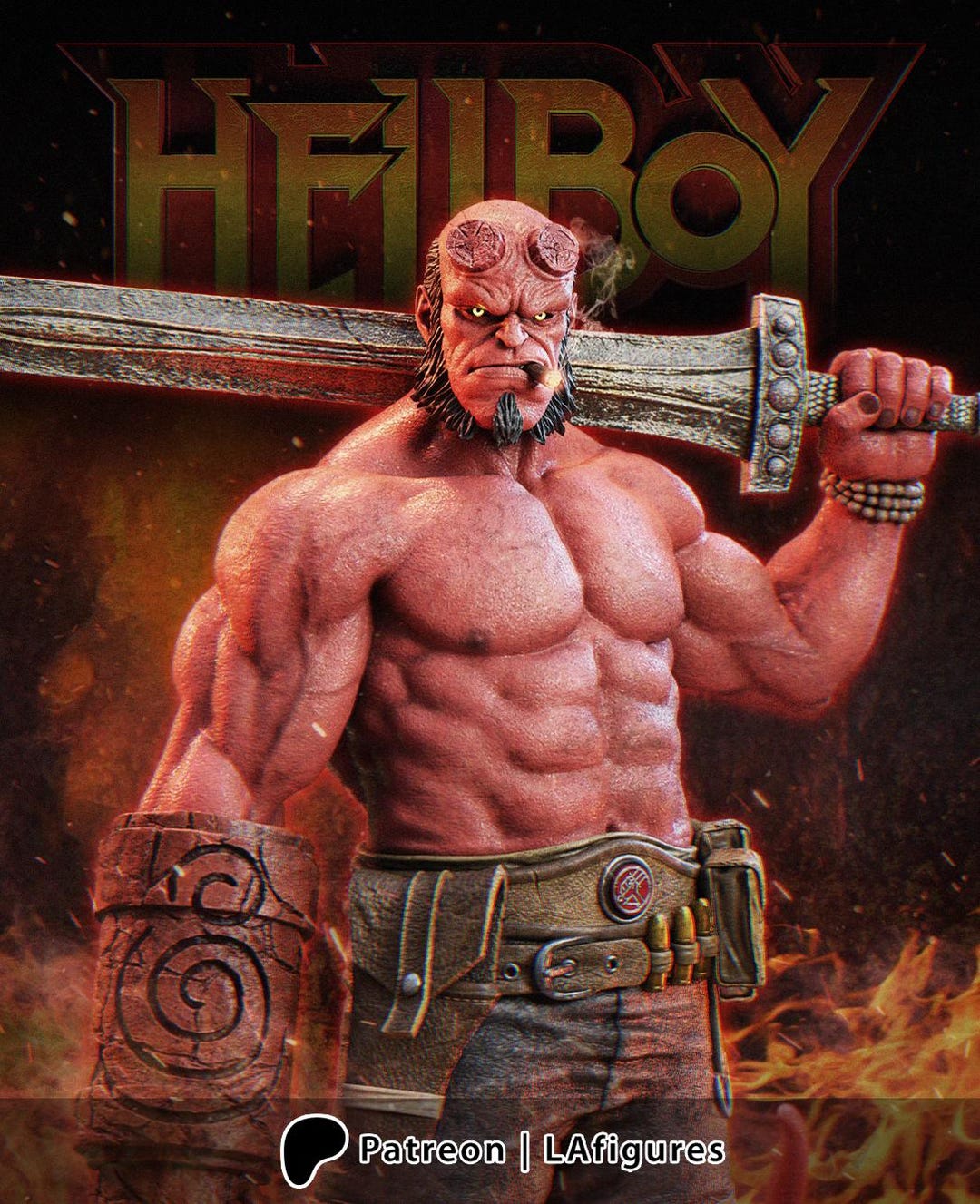 Hellboy sculpt 3D Print Fan Art 10 Scale LA Figures - Etsy